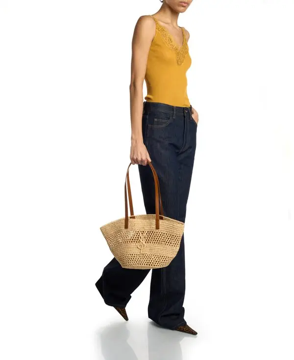 Saint Laurent Panier Raffia Bag - Natural