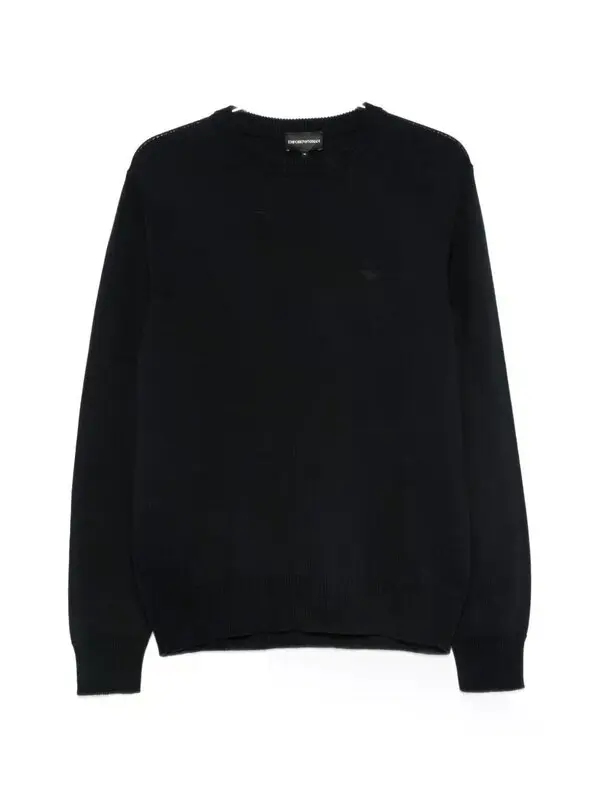 Emporio Armani Logo-embroidered Crew-neck Sweater - Blue