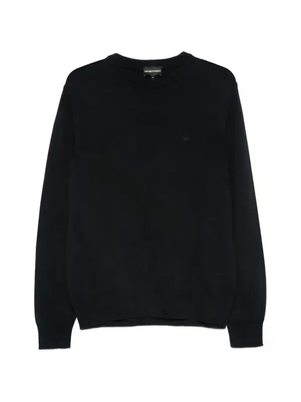 Emporio Armani Logo-embroidered Crew-neck Sweater - Blue