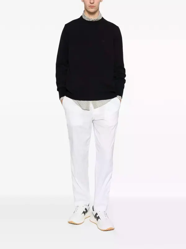 Emporio Armani Logo-embroidered Crew-neck Sweater - Blue