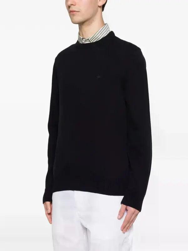 Emporio Armani Logo-embroidered Crew-neck Sweater - Blue