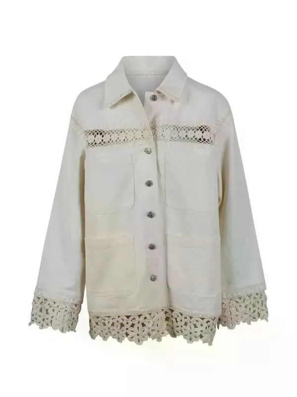 Sea Crochet-trim Denim Jacket - Neutrals