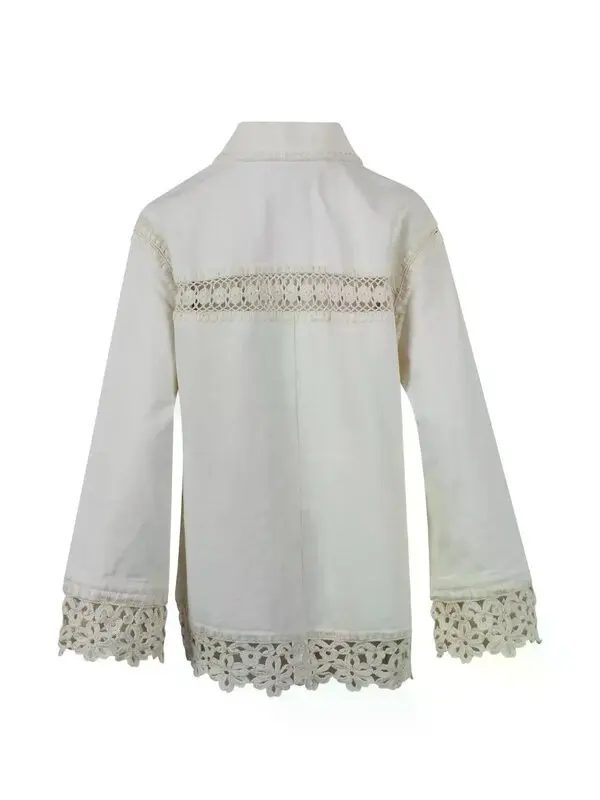 Sea Crochet-trim Denim Jacket - Neutrals