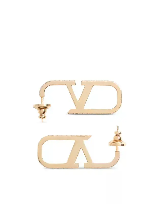 Valentino Garavani Vlogo Signature Metal And Crystal Earrings - Gold
