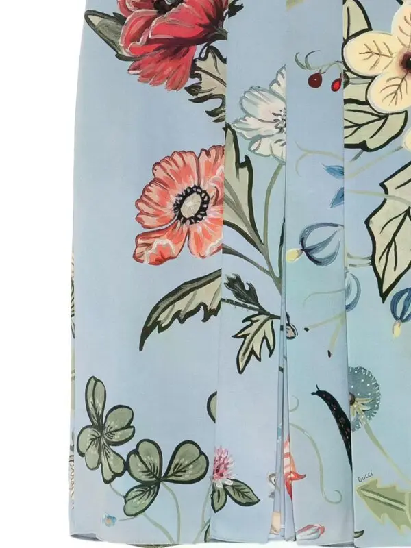 gucci blue floral dress Gucci White and Blue Floral Print Silk Dress at 1stDibs