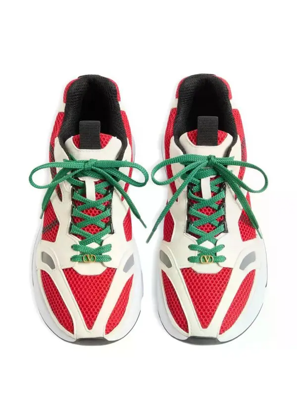 Valentino Garavani Demivee Sneakers In Mesh Fabric With Suede Inserts - Red