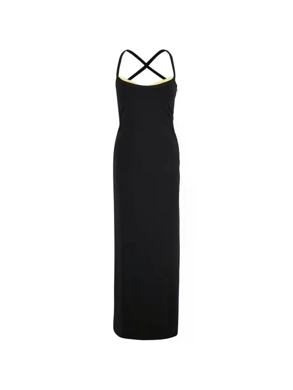 Versace Maxi Cross-strap Medusa Plaque Dress - Black