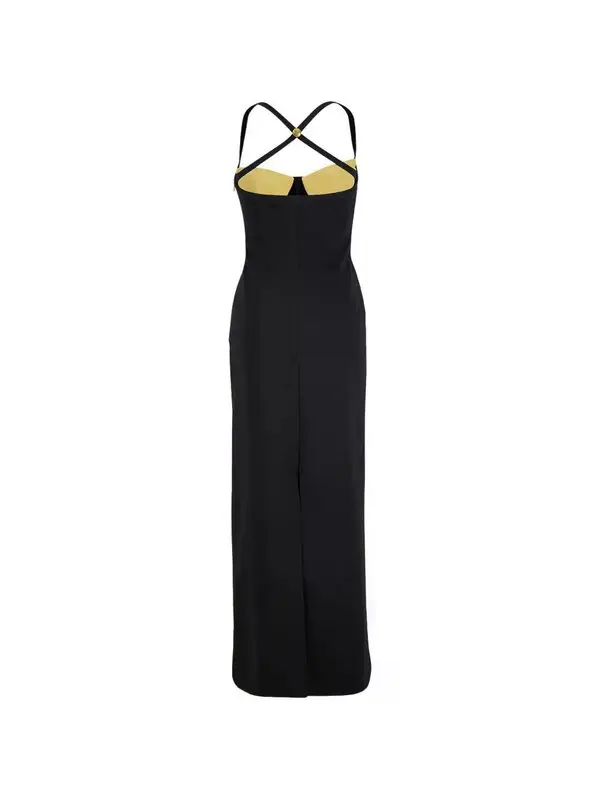 Versace Maxi Cross-strap Medusa Plaque Dress - Black