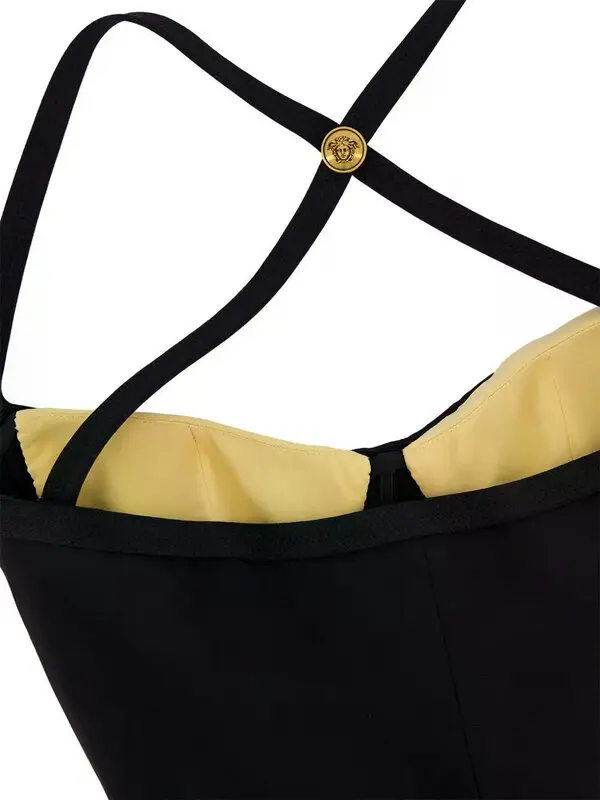 Versace Maxi Cross-strap Medusa Plaque Dress - Black