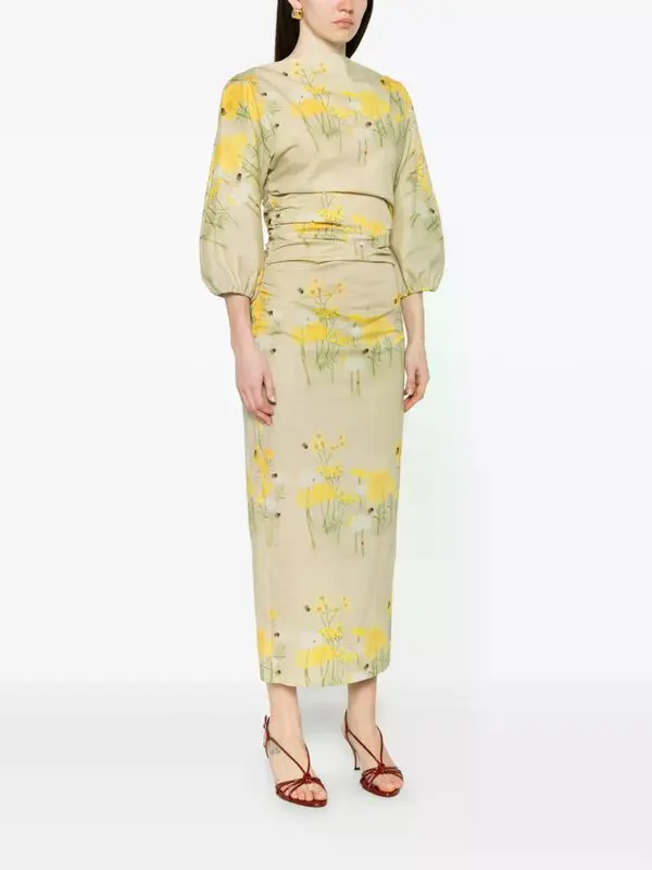 Bernadette Ezra Floral-print Midi Dress - Yellow