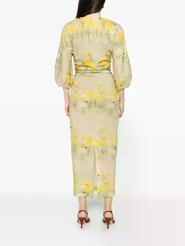 Bernadette Ezra Floral-print Midi Dress - Yellow