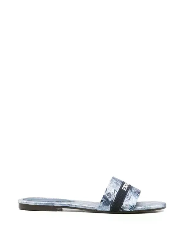 ERMANNO FIRENZE Floral-print Logo-tape Flat Sandals