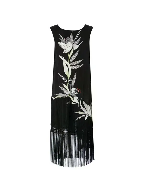 TEMPERLEY LONDON Madeline Floral-embroidered Fringed Mini Dress - Black