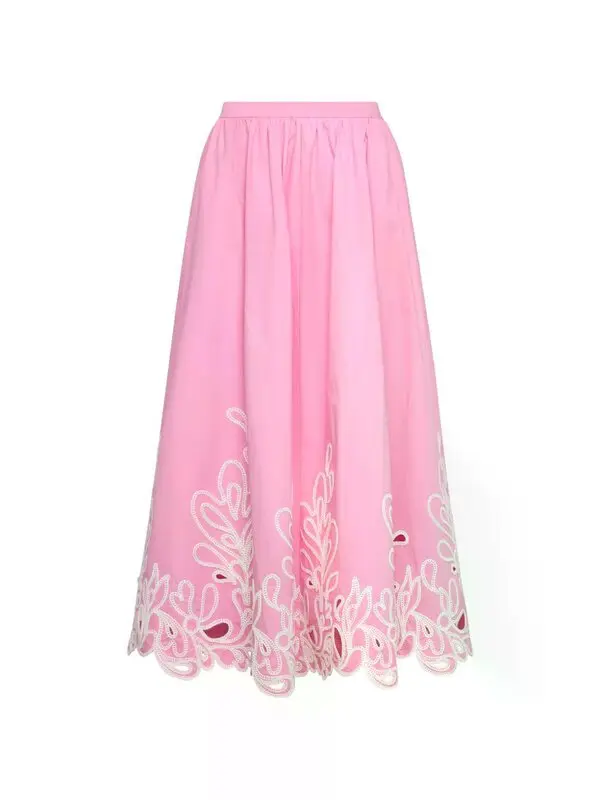 Cinq À Sept Espe Pailey Bloom Embroidered Flared Skirt - Pink