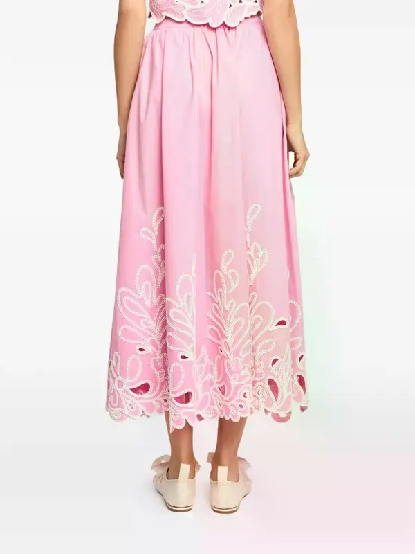 Cinq À Sept Espe Pailey Bloom Embroidered Flared Skirt - Pink