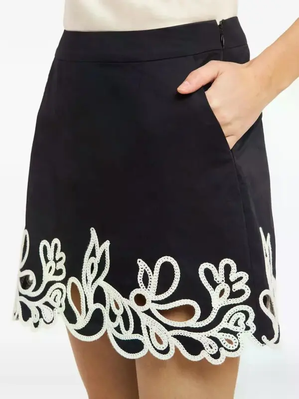 Cinq À Sept Bonnie Paisley-embroidered Skort - Blue