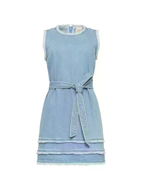 Cinq À Sept Mindie Frayed-trim Dress - Blue
