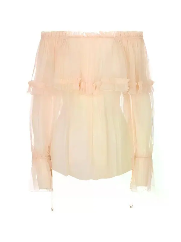 Chloé Ruffled Off-shoulder Blouse - Neutrals