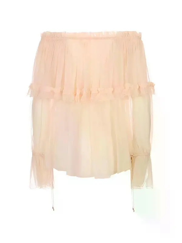 Chloé Ruffled Off-shoulder Blouse - Neutrals