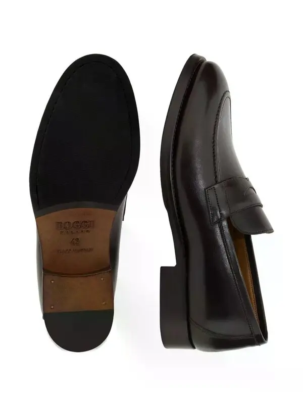 Boggi Milano Brushed-leather Loafers - Brown