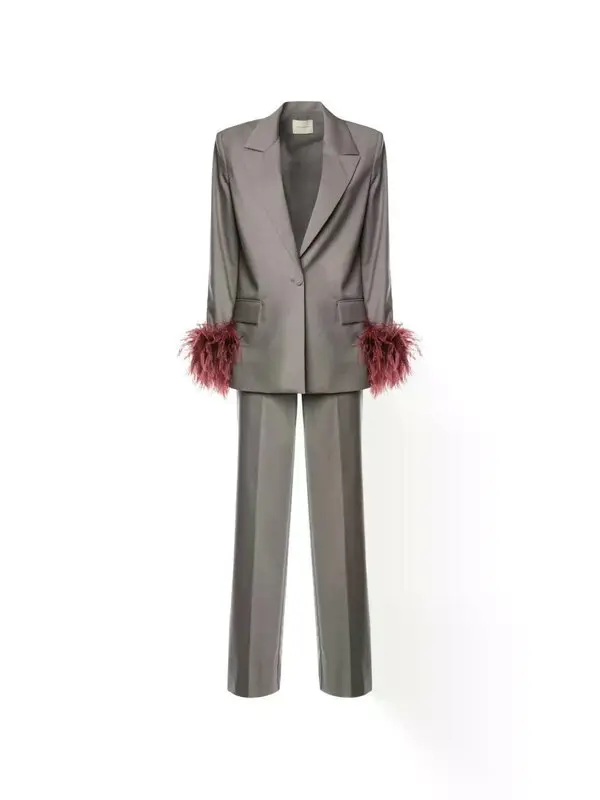 THE ARCHIVIA Ares Feather-trim Suit - Grey