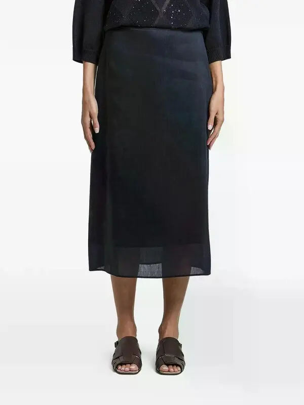 Peserico Silk Linen Side-slit Skirt - Blue