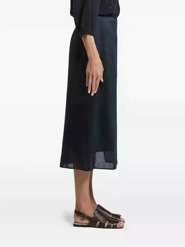 Peserico Silk Linen Side-slit Skirt - Blue