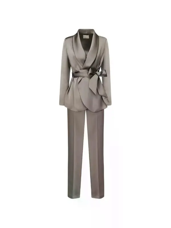 THE ARCHIVIA Iris Sash-tie Shawl-lapel Suit - Grey