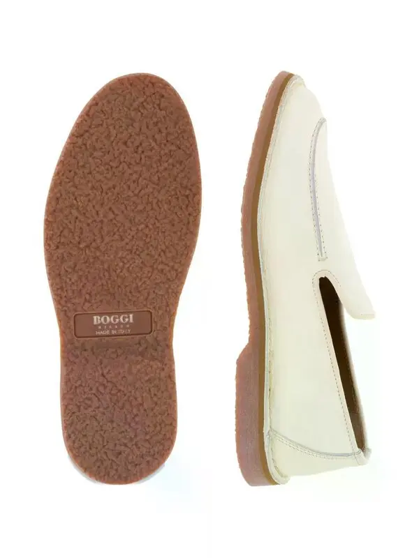Boggi Milano Tumbled Leather Loafers - Neutrals