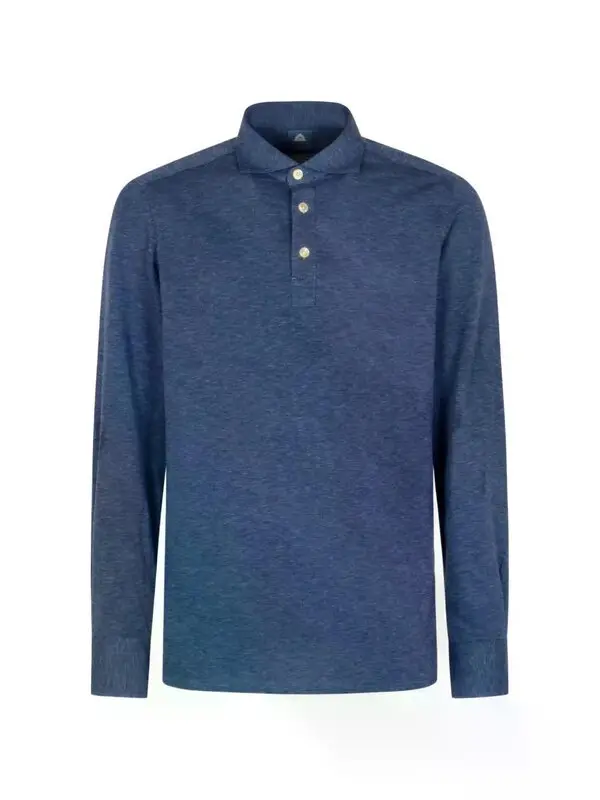 FINAMORE 1925 Pique-knit Long-sleeve Polo Shirt - Blue