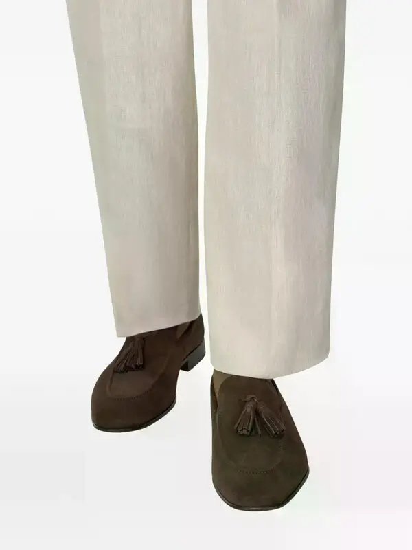 Boggi Milano Suede Leather Loafers With Tassels