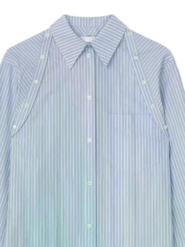 Nanushka Button-off-shoulder Striped Shirt