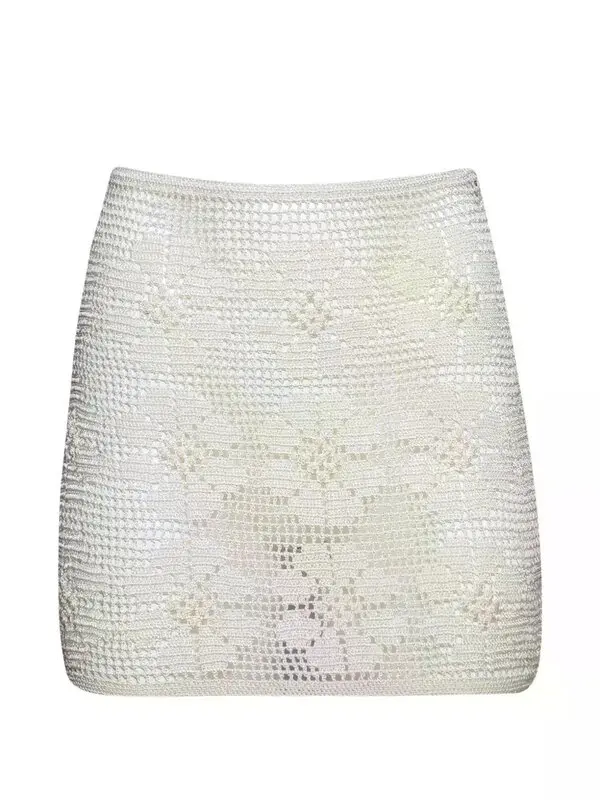 Calle Del Mar Daisy Chain Crochet Knit Skirt - Neutrals