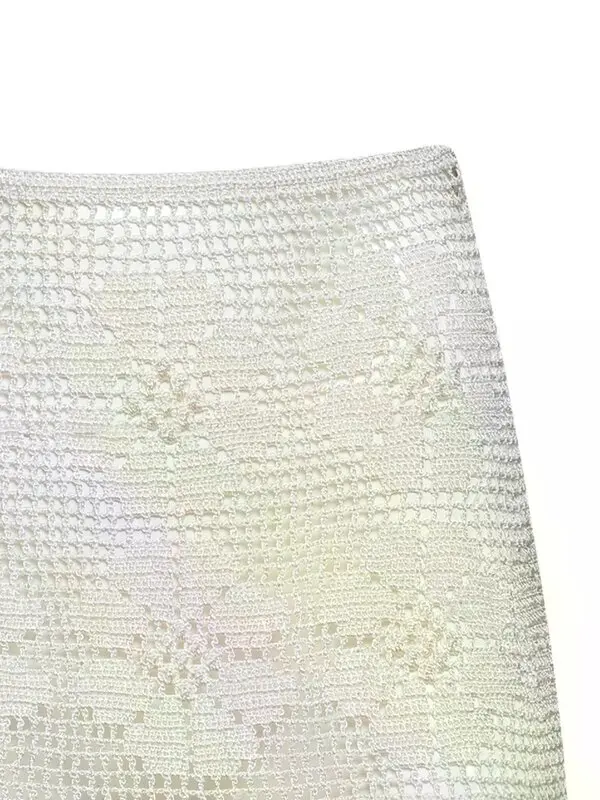 Calle Del Mar Daisy Chain Crochet Knit Skirt - Neutrals