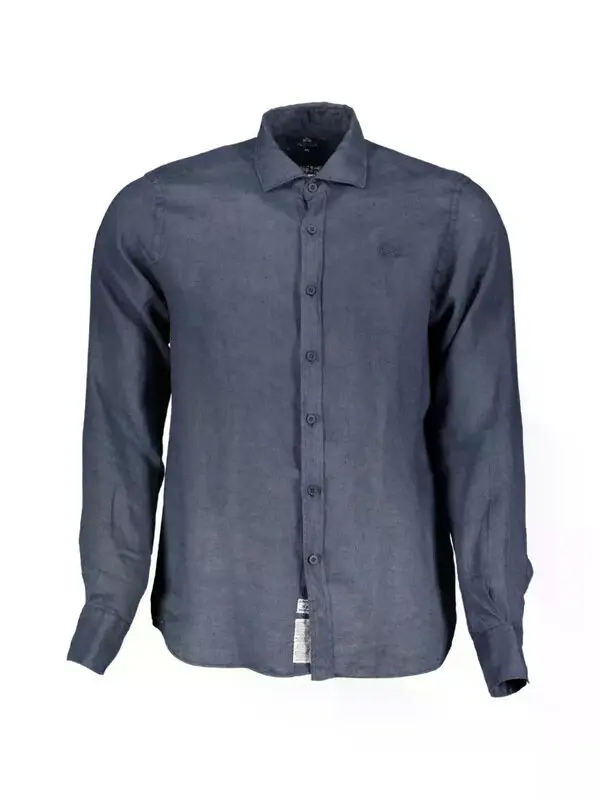 LA MARTINA Logo-embroidered Linen Shirt - Blue