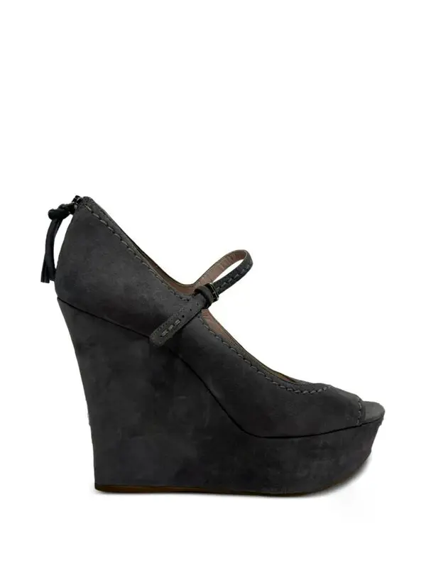 Miu Miu Mary Jane Peep-toe Wedge Pumps