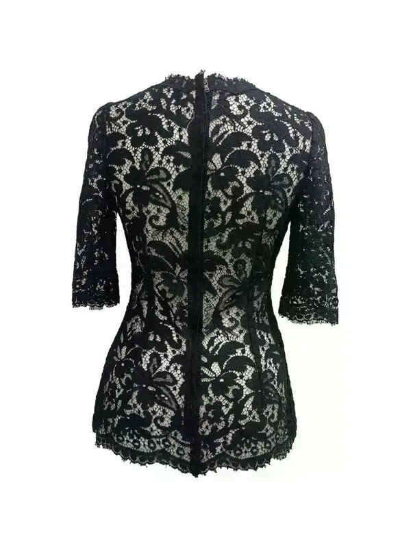 Dolce & Gabbana Lace 3/4-sleeve Blouse - Black