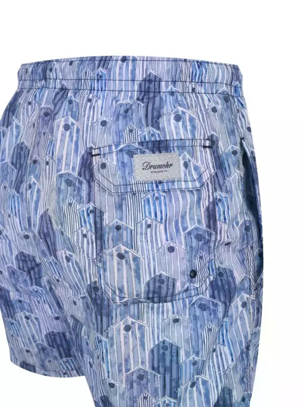 DRUMOHR Slub-texture Drawstring Shorts - Blue