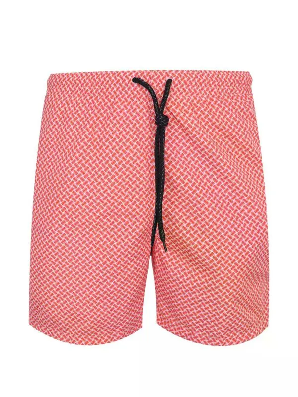 DRUMOHR Geometric-print Drawstring Shorts - Orange