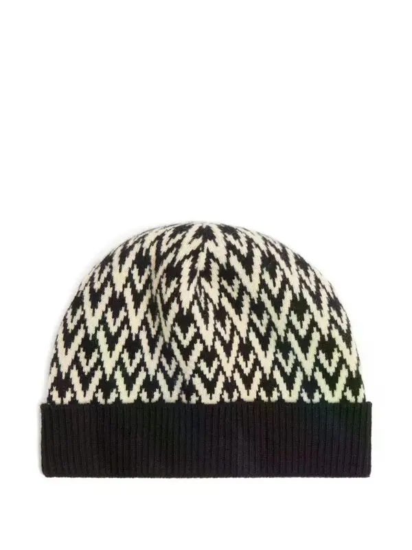 Valentino Garavani Toute La V Signature Knitted Beanie - White