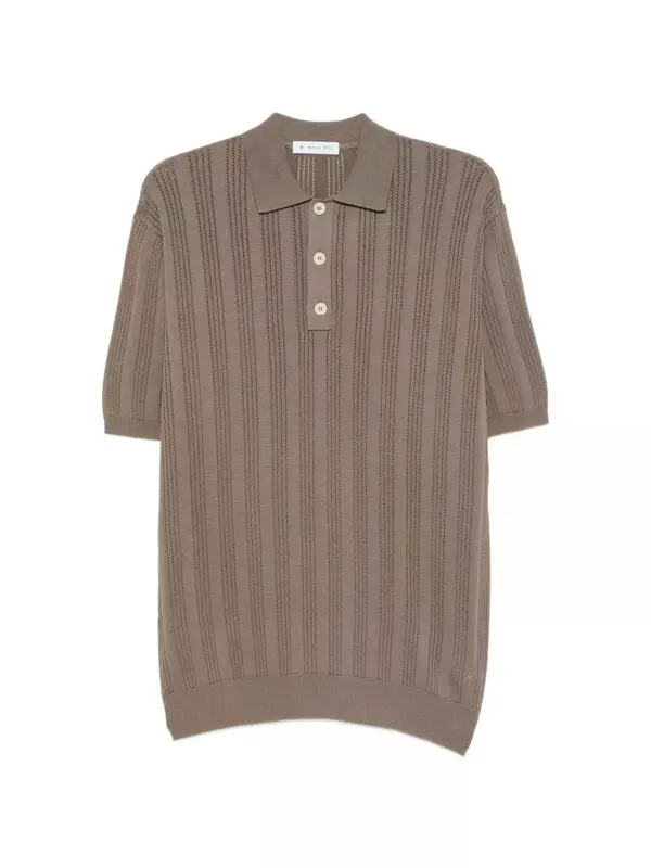 MANUEL RITZ Perforated Ribbed-knit Polo Shirt
