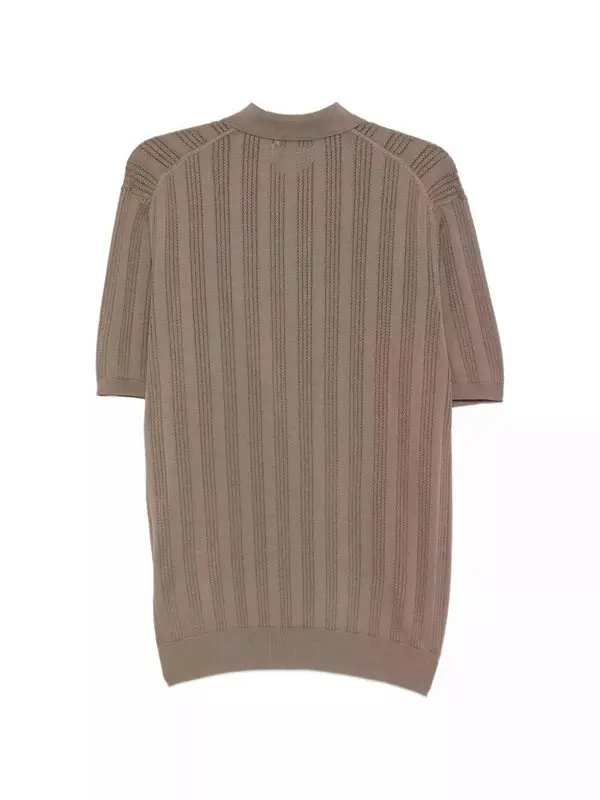 MANUEL RITZ Perforated Ribbed-knit Polo Shirt
