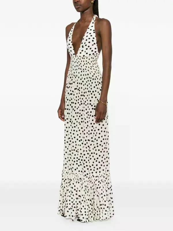 LESLIE AMON Polka Dot Maxi Dress