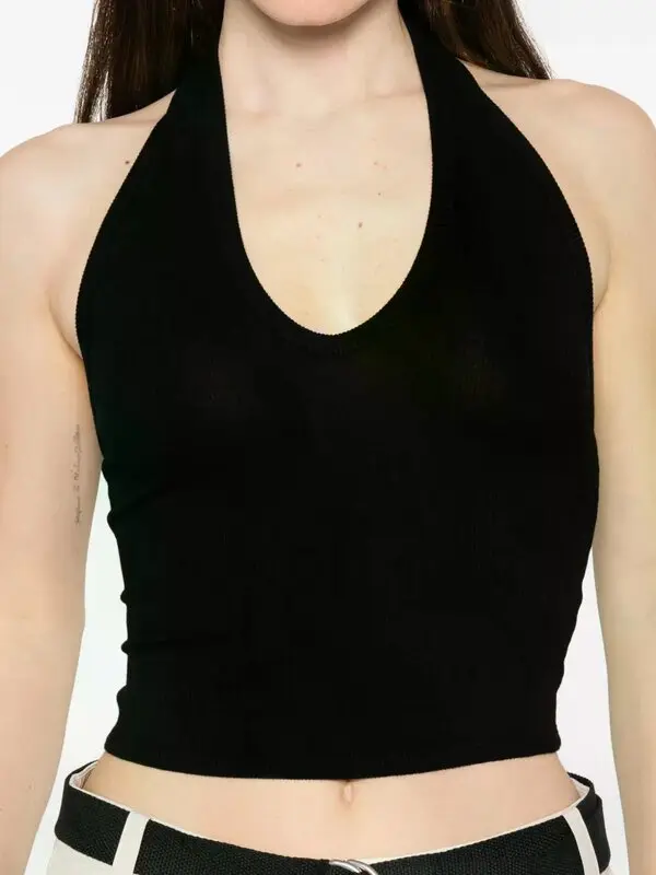 Enza Costa Ribbed Halterneck Top - Neutrals