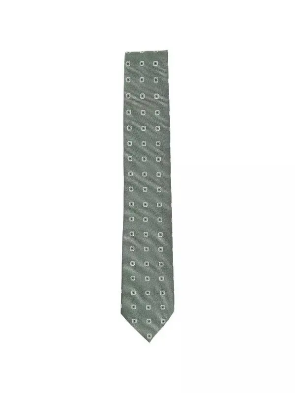 BOSS Geometric-pattern Tie - Green