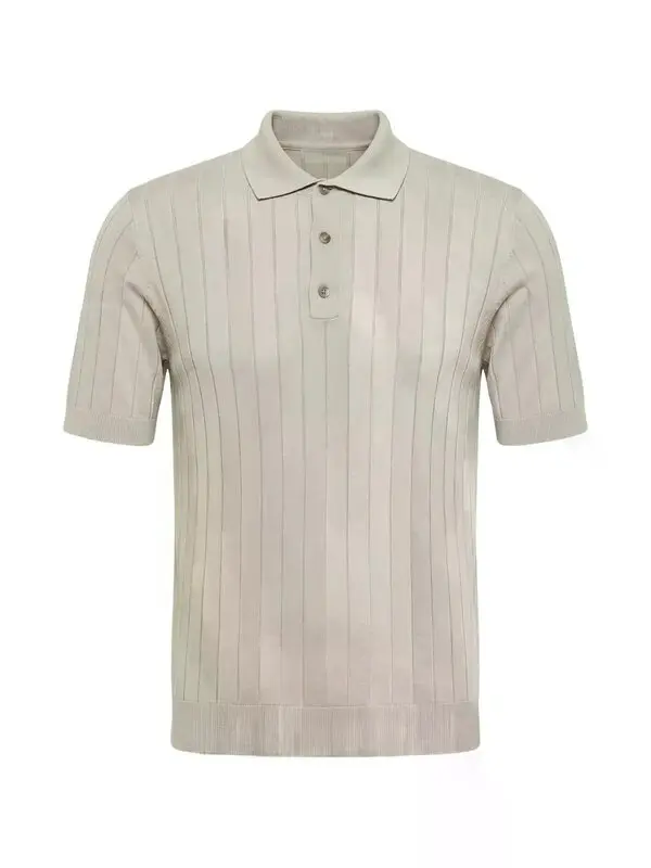 Peserico Ribbed-knit Polo Shirt - Neutrals
