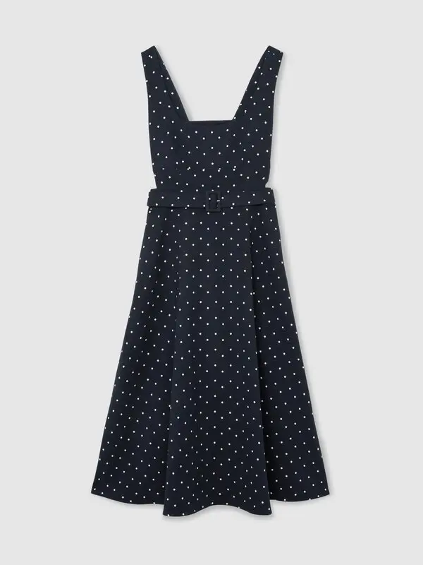 REISS Orielle Polka Dot-print Belted Midi Dress