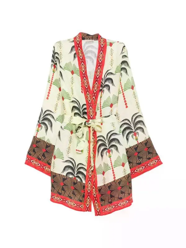 Anjuna Carlotta Palm-print Belted Cover-up - Neutrals