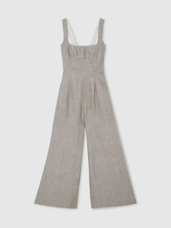 REISS Flora Linen Structured Wide-leg Jumpsuit