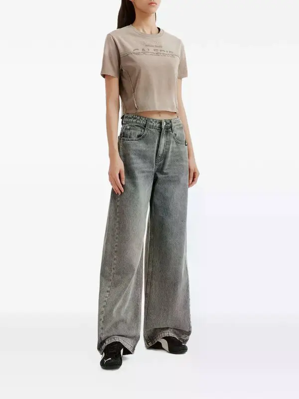 MUSIUM DIV. Logo-print Cut-out T-shirt - Neutrals